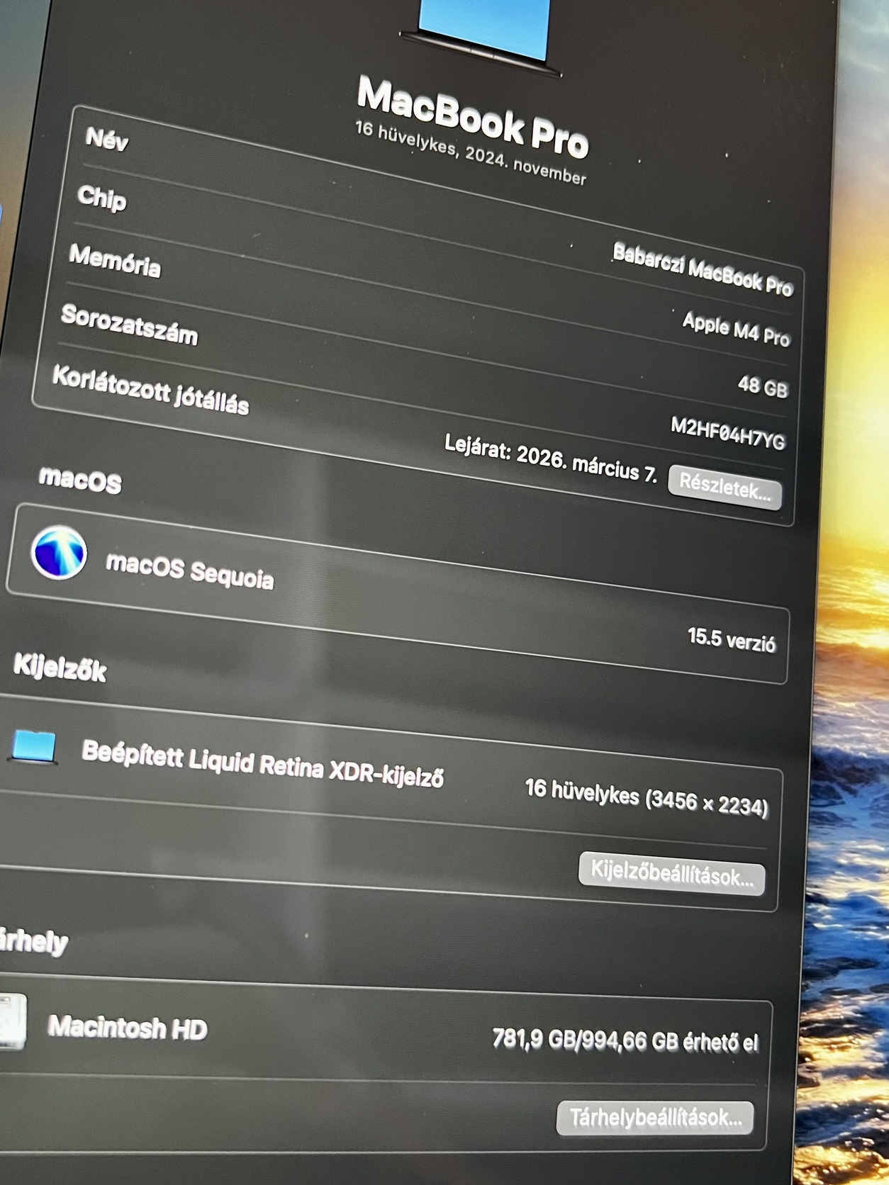 Apple MacBook Pro 16 M4 Pro 48GB RAM 1TB SSD 2024 Garanciás - HardverApró