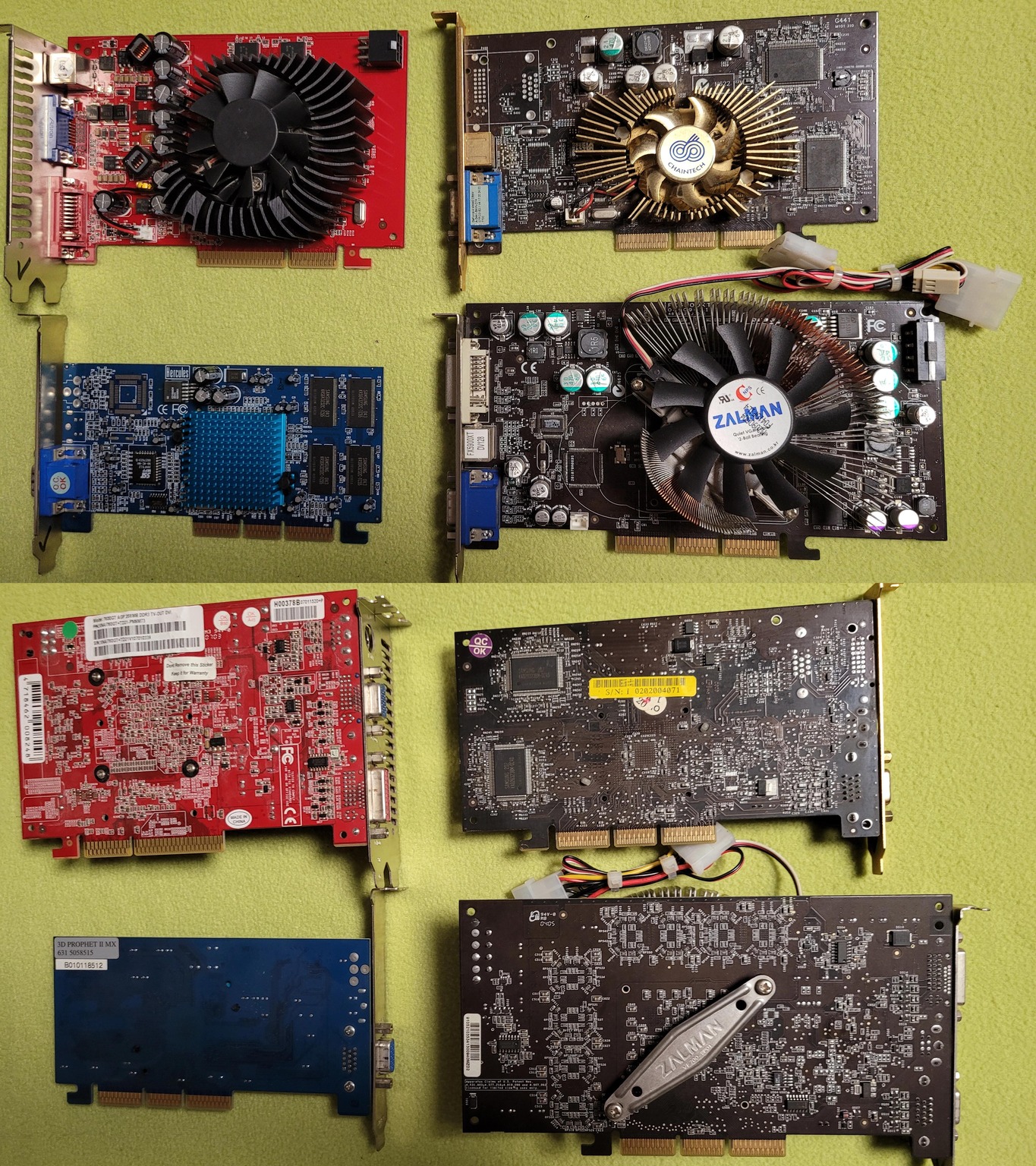 Hercules Geforce 2, Chaintech Geforce 4, Geforce FX5900, Geforce 7600GT ...