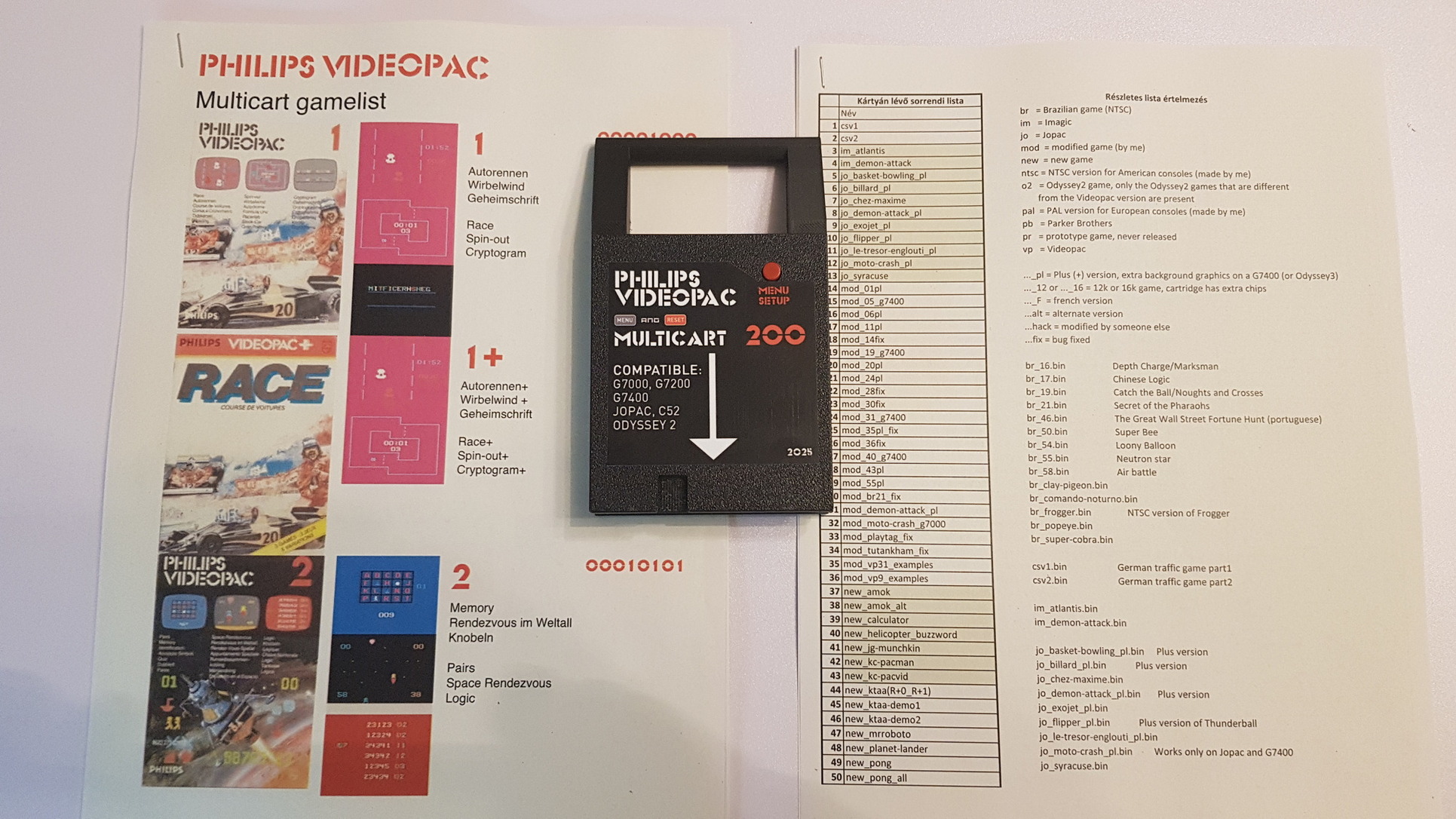 Videopac multi-kazetta 200 játékkal. használati utasítás és képes ...