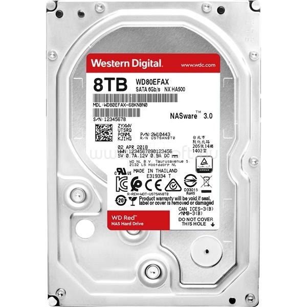 Western Digital Red 8TB 5400RPM (WD80EFAX) CMR 100/100 - HardverApró
