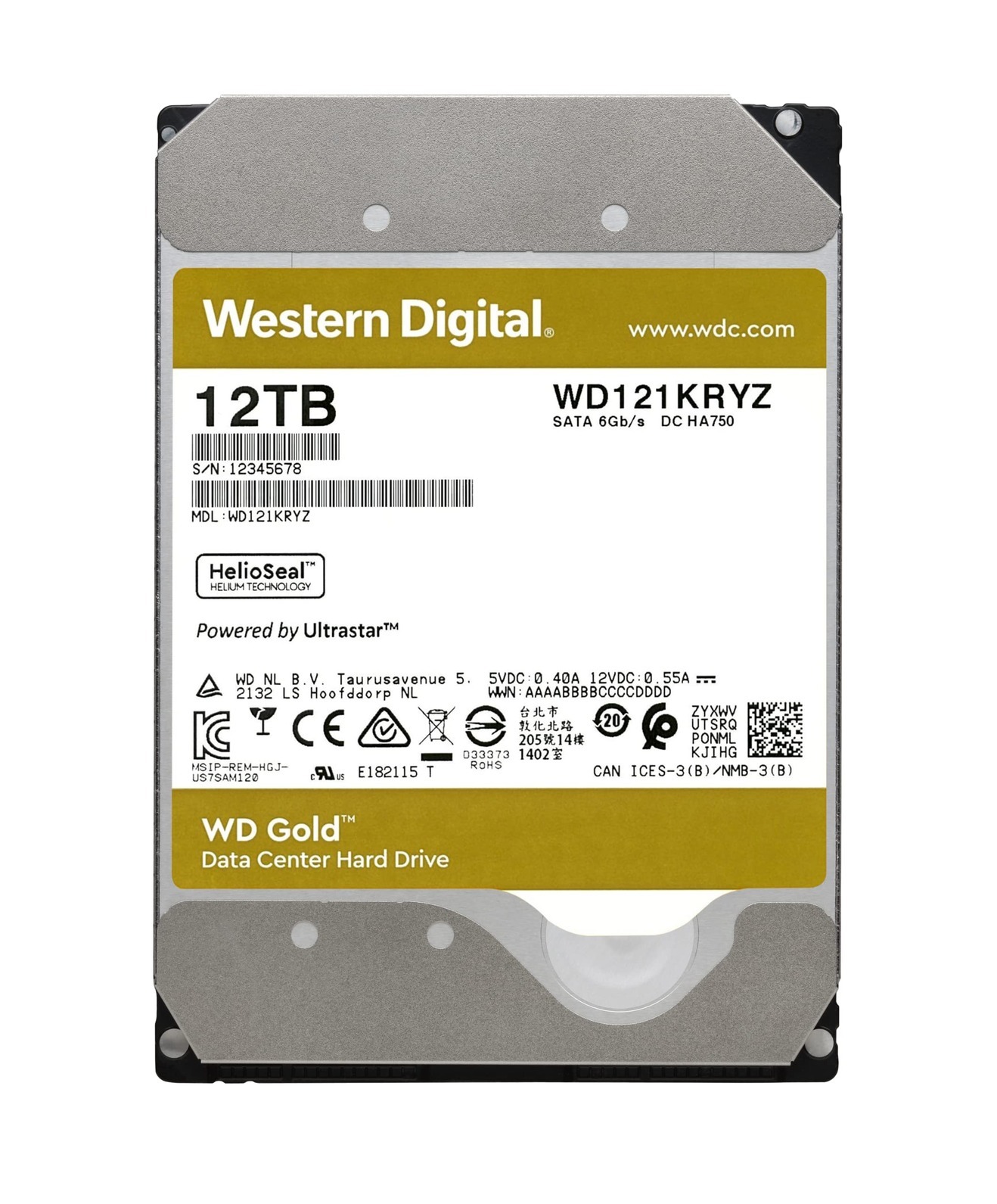 Western Digital GOLD 12TB SATA3 (WD121KRYZ) HDD - HardverApró