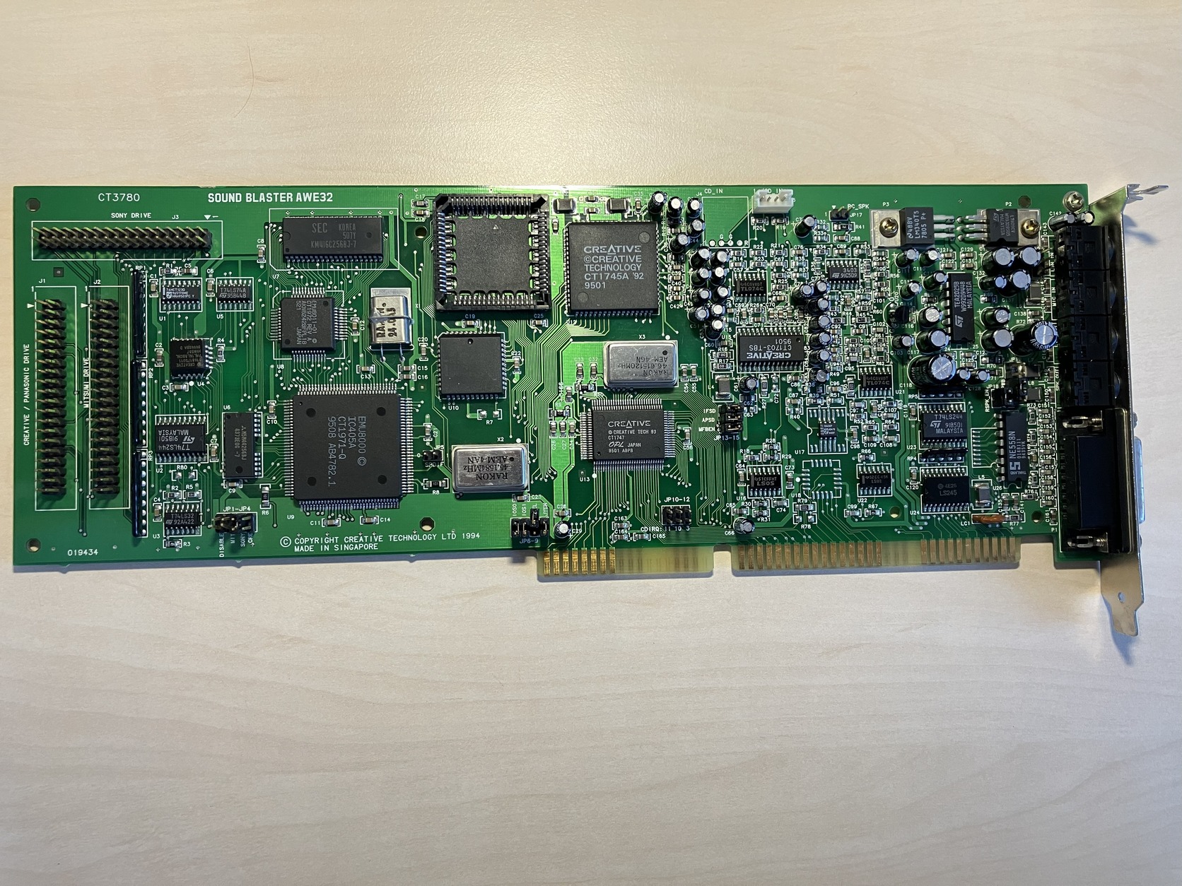 Ritka CREATIVE Sound Blaster AWE32 CT3780 MIDI Wavetable ISA DOS ...