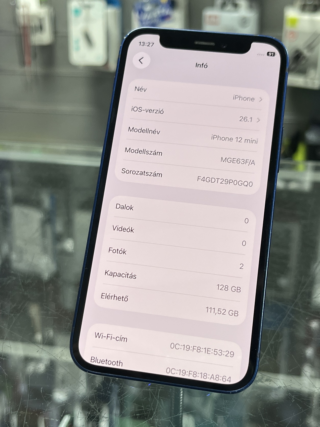 IPHONE 12 MINI 128GB, KÉK, 100% , ÚJ AKKU, ÜZLETBŐL, GARANCIA - HardverApró