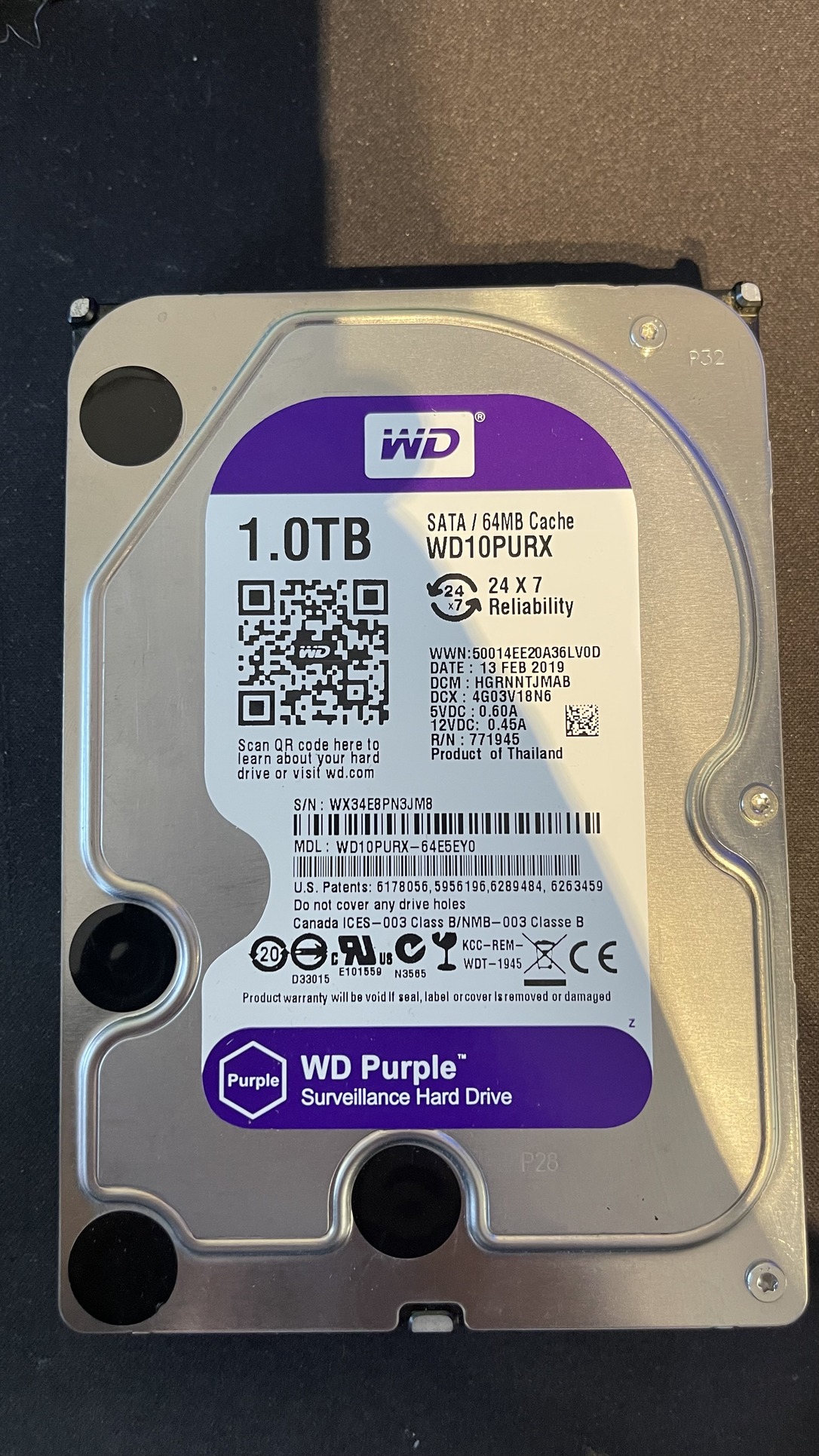 Western Digital Purple 1TB / 1000 GB HDD 3,5" WD10PURX ÚJ, 0 üzemórás ...