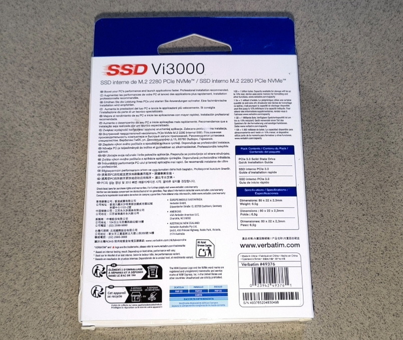 Verbatim Vi3000 2TB PCIe 3.0 x4 NVMe M.2 SSD - HardverApró
