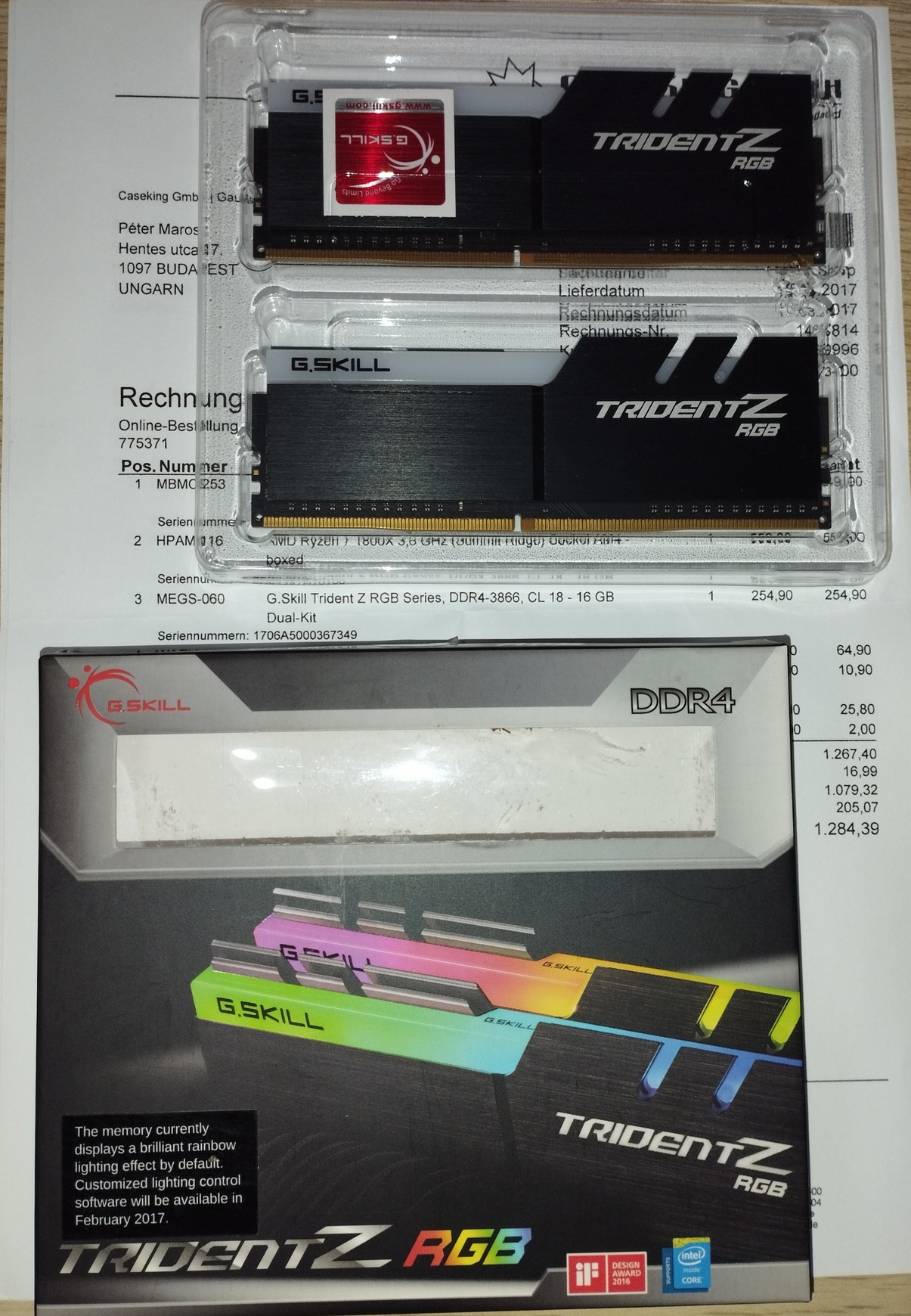 G.SKILL Trident Z RGB 16GB 2x8GB DDR4 3866MHz - HardverApró