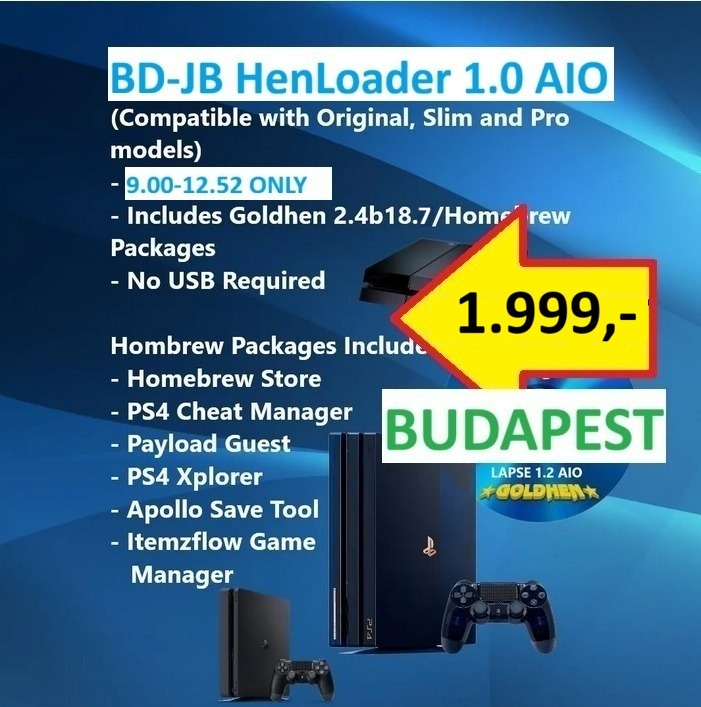 Playstation 4 BD-JB Lapse HenLoader CFW 9.00-12.52 GoldHen - magyar ...