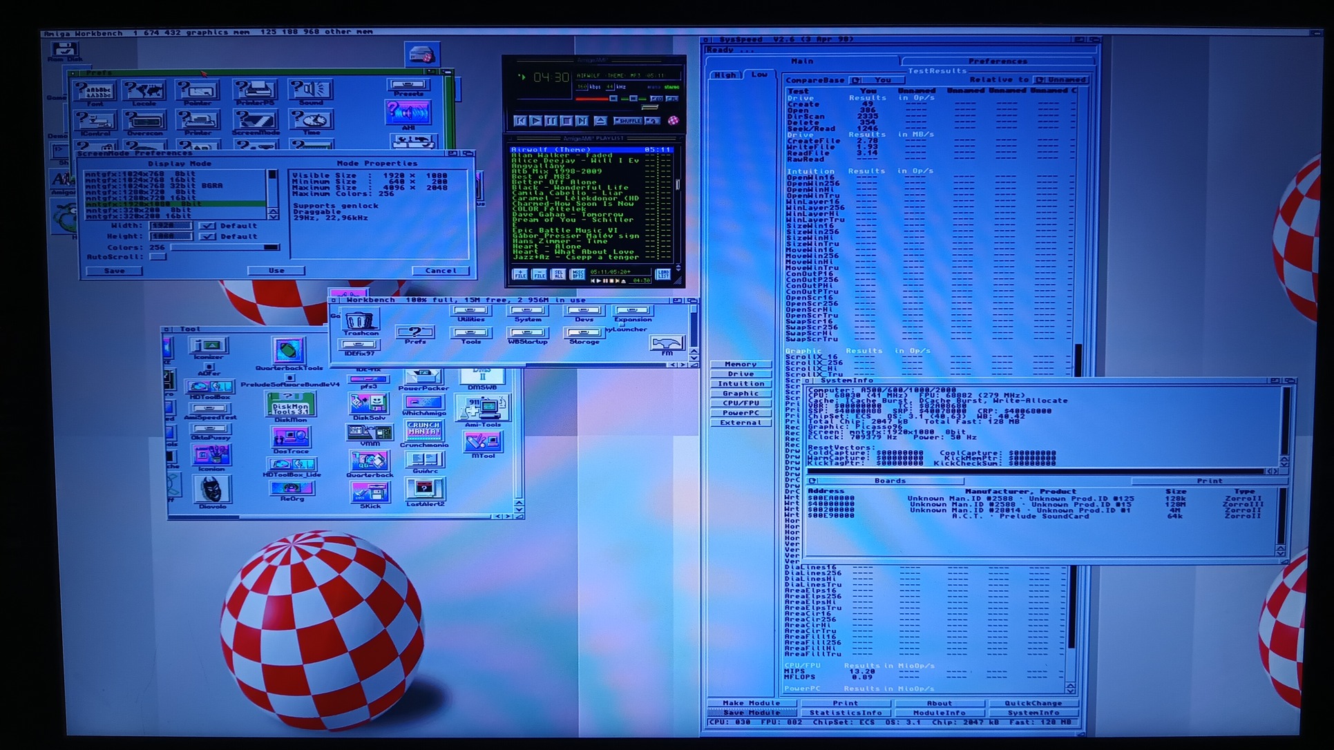 Amiga 2000 - 030/60 MHz + 130 Mb RAM, FullHD RTG, hangkártya MP3 ...