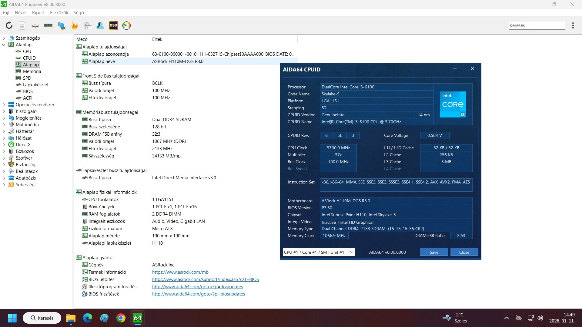 ASRock H110M-DGS +i 3 6100 - HardverApró