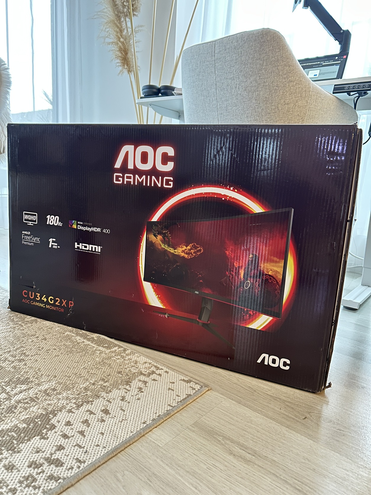 AOC 34" Curved Gaming Monitor CU34G2XP / 34" / UWQHD / 180Hz / 1ms ...