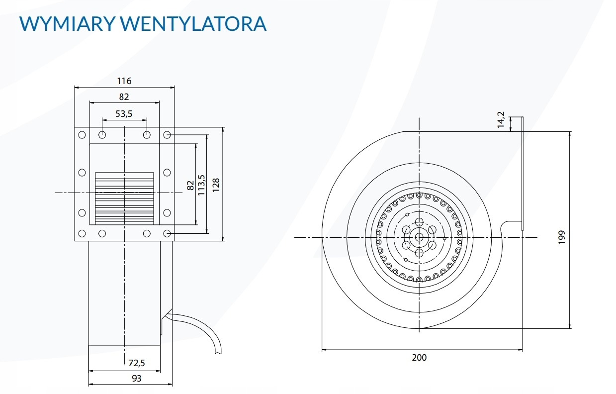 Centrifugális RADIÁLIS VENTILÁTOR Ferono FOP750 Elszívó 115W - 370m3/h ...