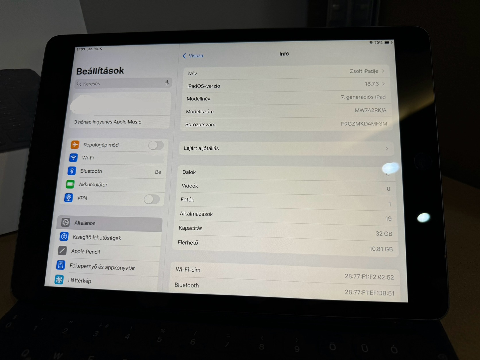 iPad 7th gen 32GB + Keyboard, Magic Mouse, Pencil - HardverApró