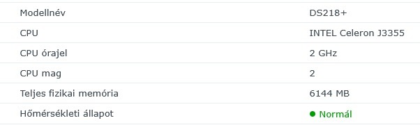 Synology DS 218+ NAS 6GB rammal - HardverApró