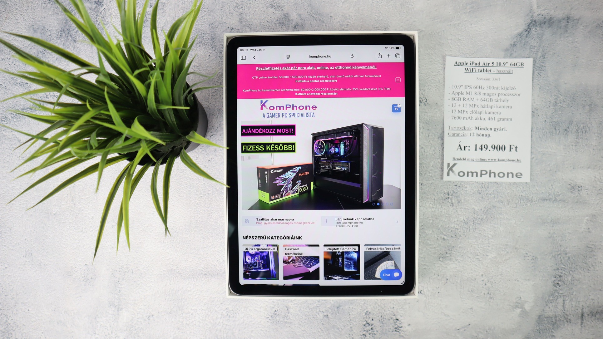 BESZÁMÍTÁS! Apple iPad Air 5 10.9 64GB WiFi tablet garanciával hibátlan ...