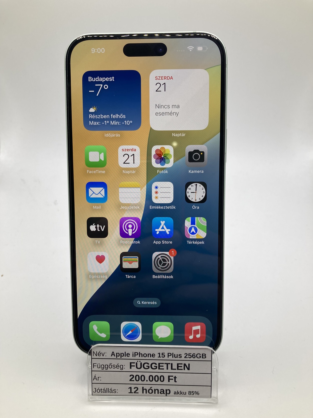 Apple iPhone 15 Plus 256GB / 12 hó jótállás - HardverApró