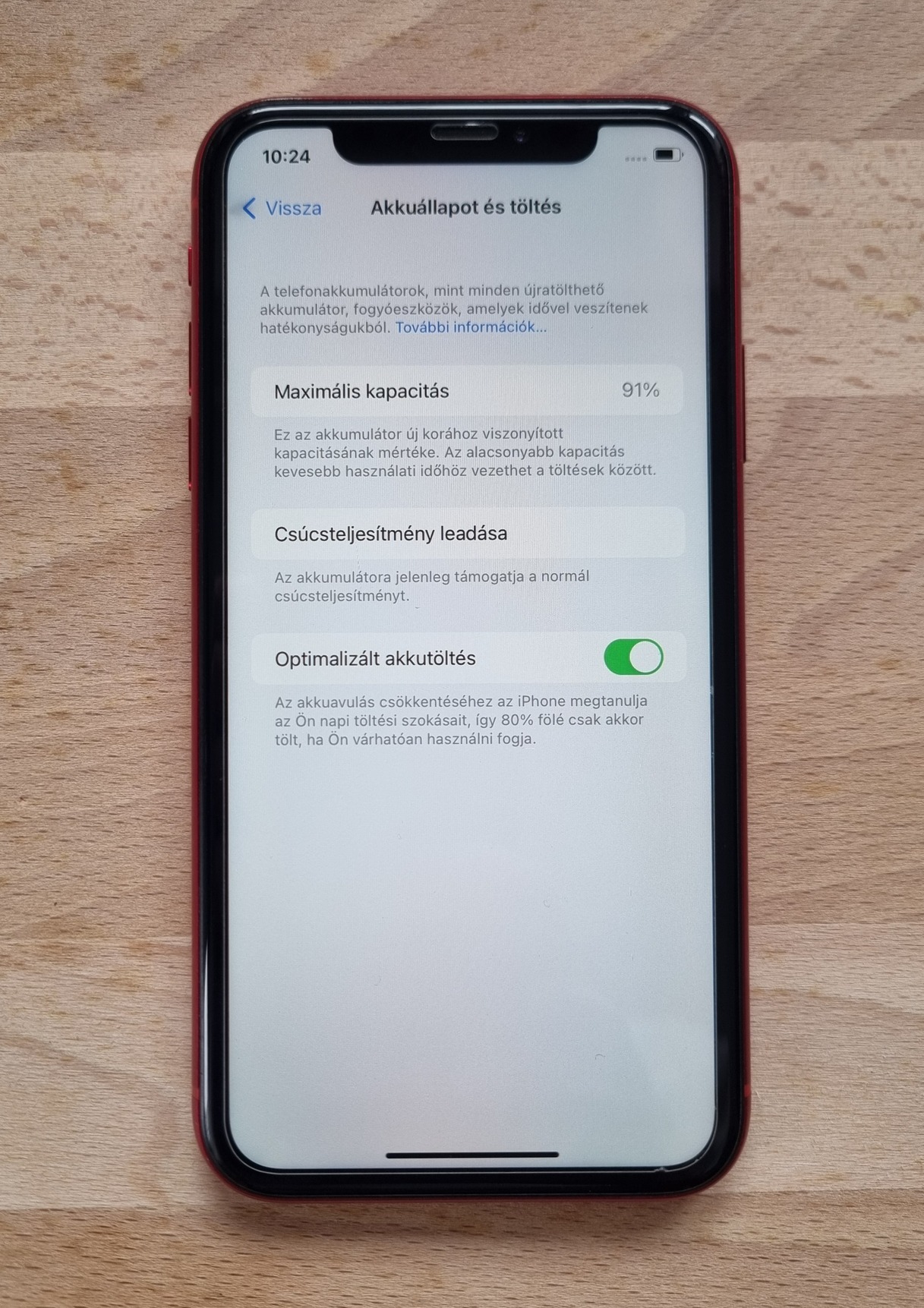 Apple IPhone XR Product Red 128GB 91% akku IOS 16.5 - HardverApró