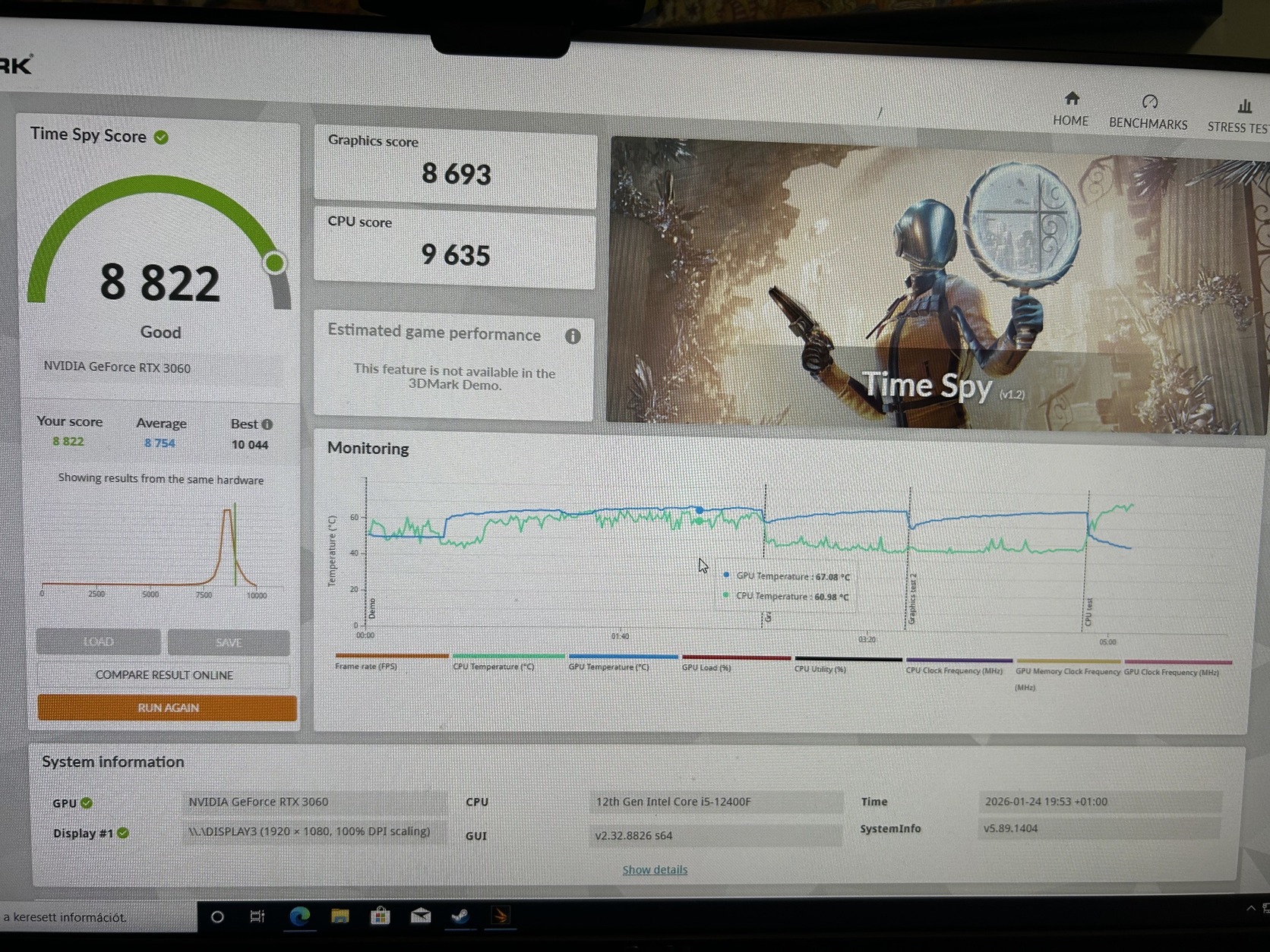 GAMER PC (RTX 3060 12GB + I5 12400F 6 mag 12 szál) +1TB SSD BESZÁMÍTÁS ...