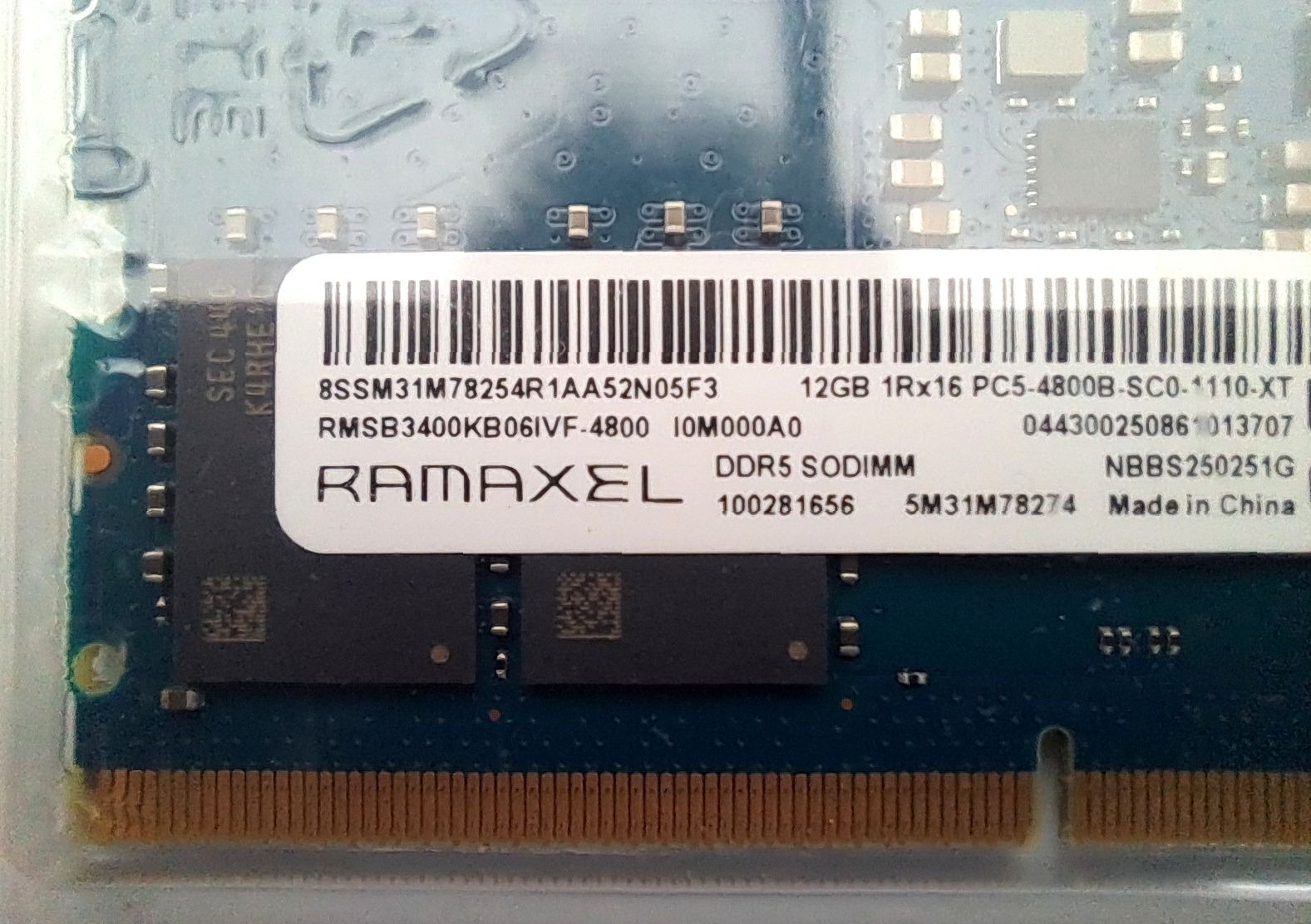 RAMAXEL 12 GB laptop DDR5 memória ( PC5-4800B-SC0-1110-XT ) - HardverApró