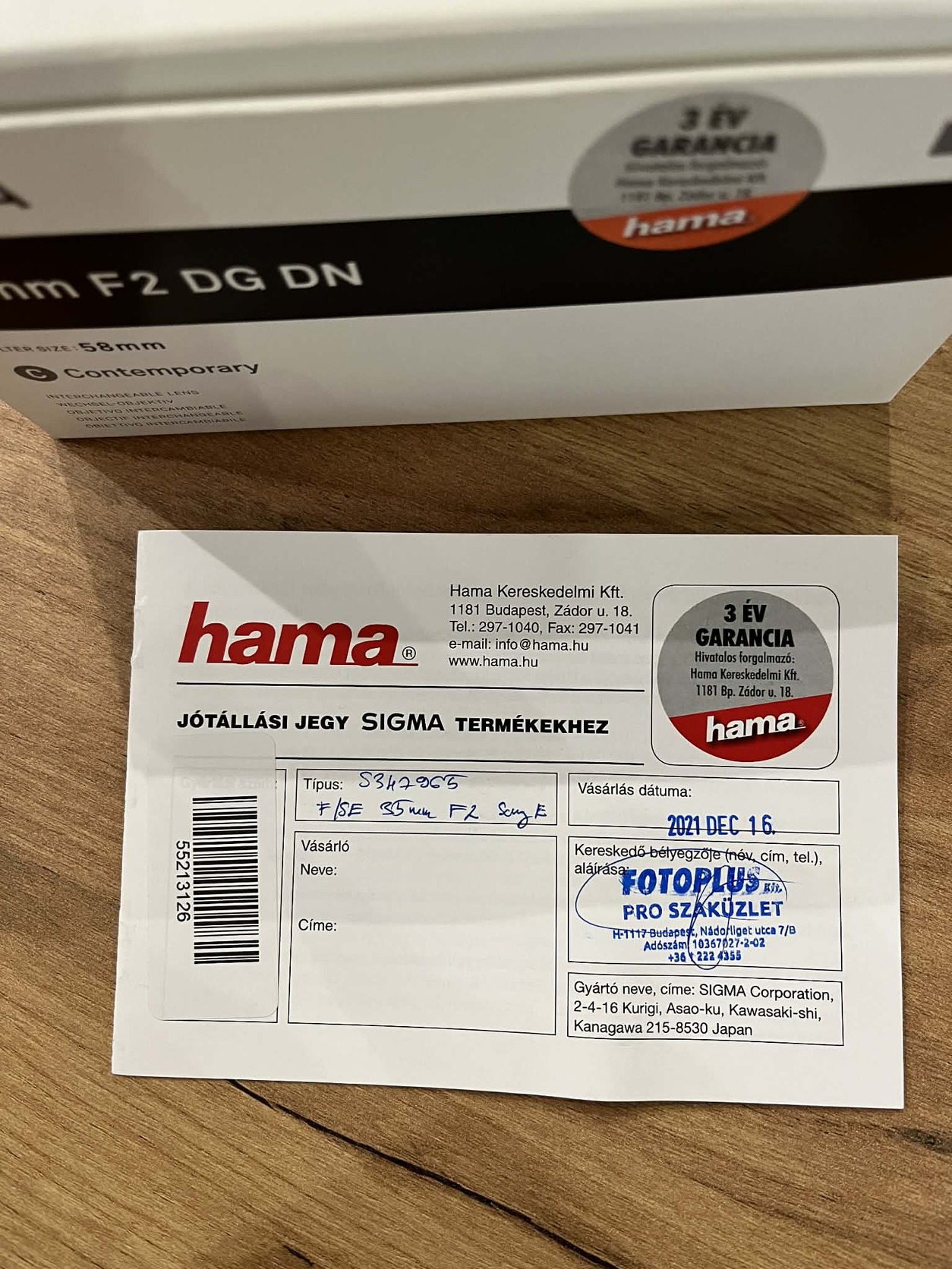 Sigma 35mm F2 DG DN Contemporary Sony E csatlakozás - HardverApró