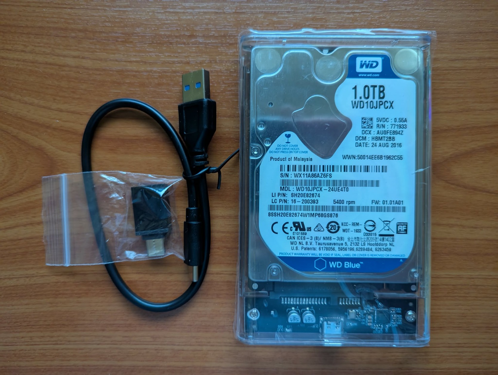 WD Blue 2.5" 1TB Külső HDD 100/100 USB-C 3.1 - HardverApró