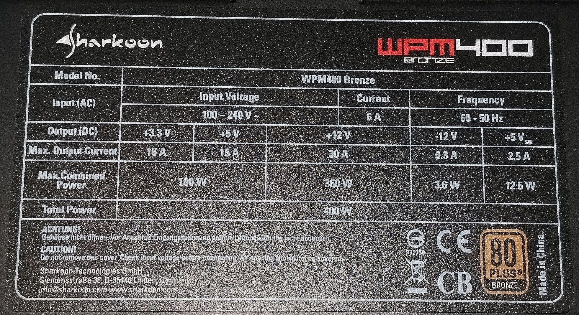 Sharkoon WPM 400W minőségi moduláris tápegység SATA / 80+ - HardverApró