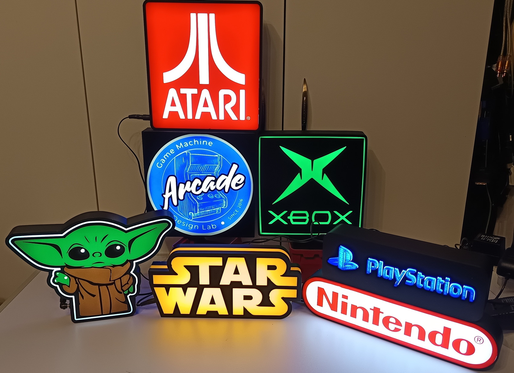 Villágító Konzol Gamer logó, LED reklám tábla LightBox PS Xbox Sega ...