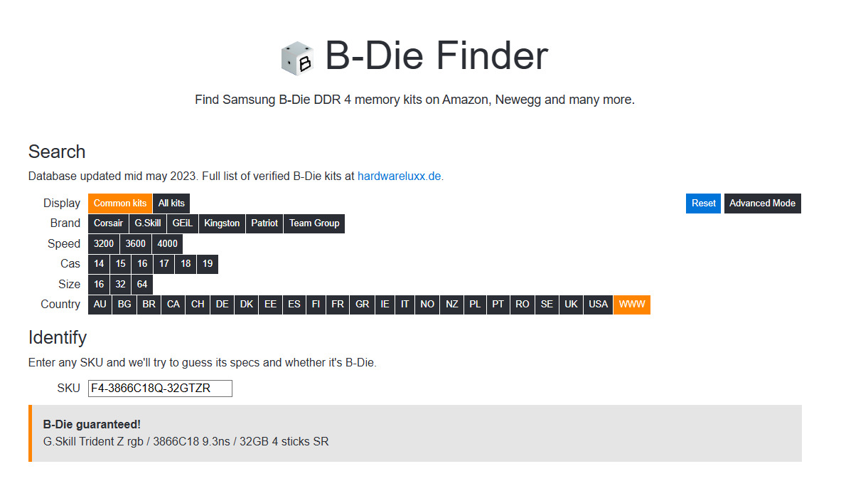 Samsung B Die Finder