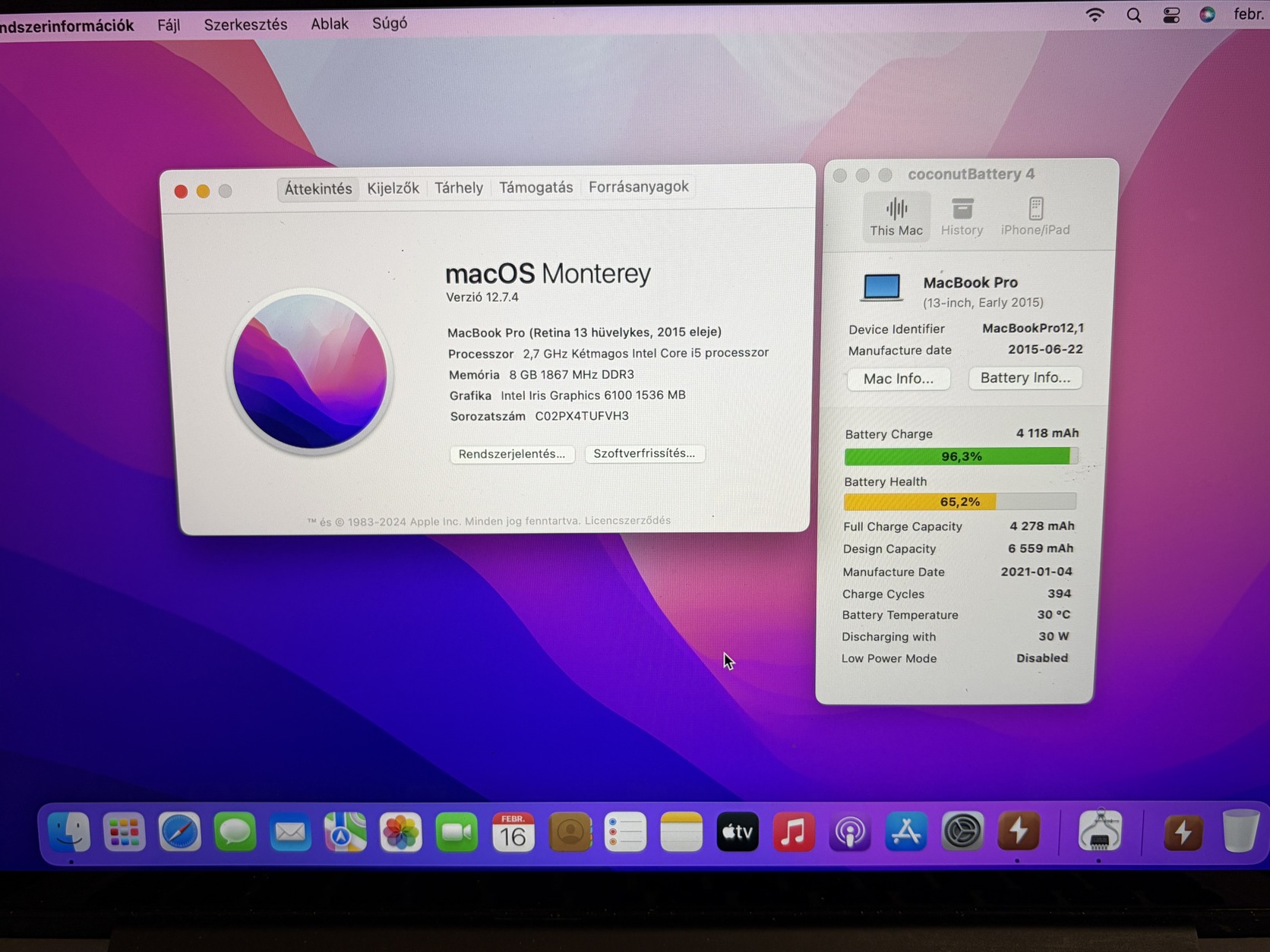 Apple MacBook Pro 13"- os 2015 i5 8/500 - HardverApró