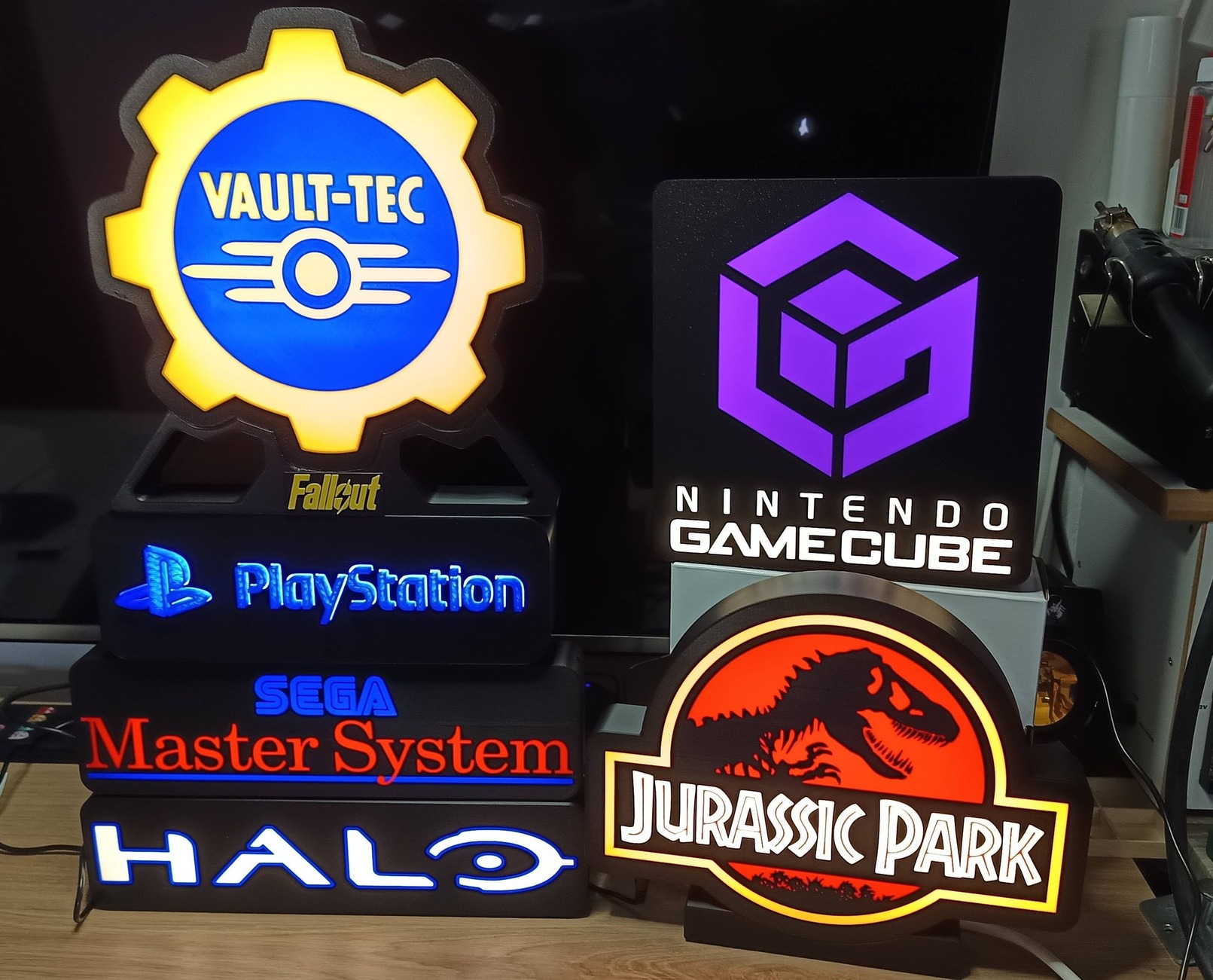Villágító Konzol Gamer logó, LED reklám tábla LightBox PS Xbox Sega ...