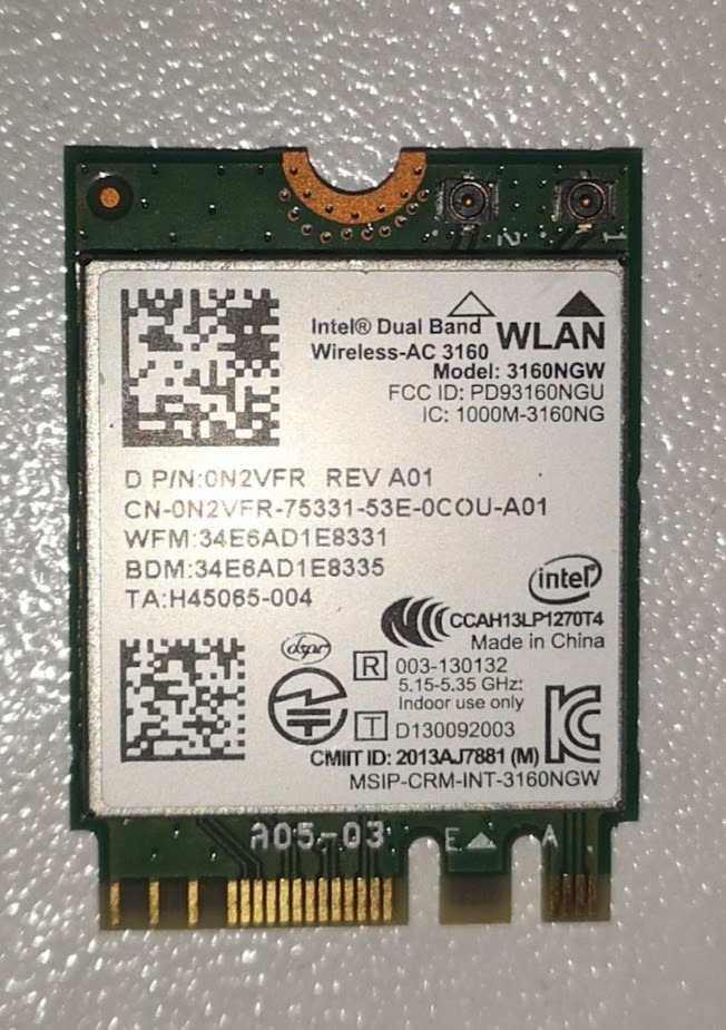 Intel Dual Band Wireless-AC 3160 (3160NGW) Wi-Fi + Bluetooth kártya ...