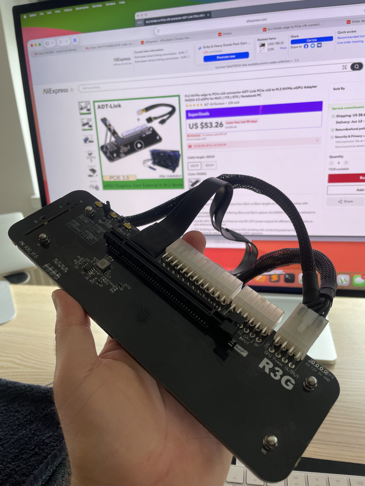 R43SG eGPU - M.2 NVME adapter PCIE 3.0 (Mini PC / Laptop) - HardverApró