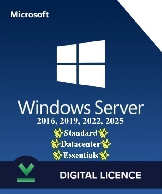 Windows Server 2016, 2019, 2022, 2025 Standard, Datacenter, Essentials ...