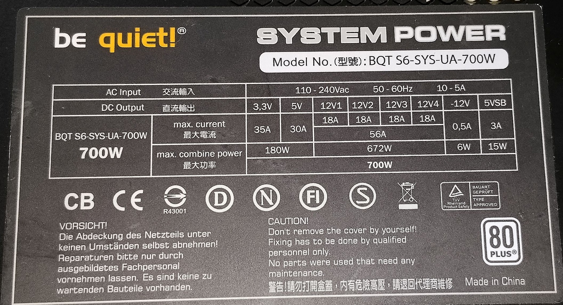 Be Quiet! System Power 700W minőségi tápegység SATA / 2xPCI-E / 80 ...